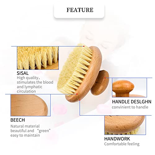 Facial Hair Shower Brush With Soft And Stiff Bristles Bath Back Scrubber Body Exfoliator For Wet Or Dry Brushing Jade Stone for Face