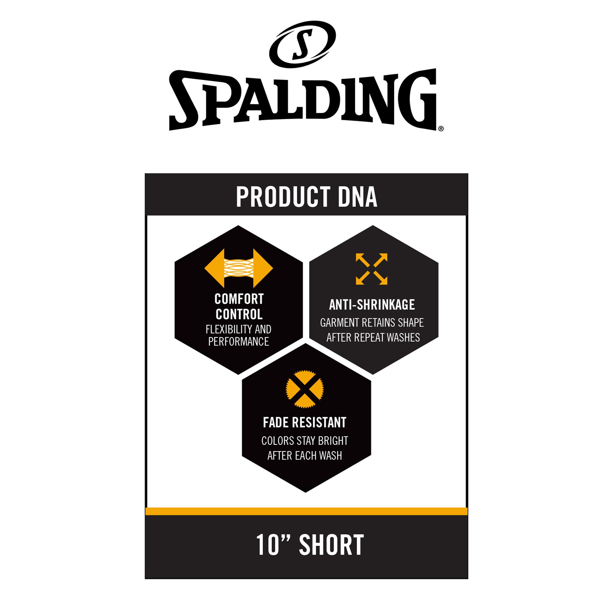 Spalding Mens Active Performance Athletic Workout Shorts Gym Clothes Shorts with 10 Inch Inseam, Black/Concrete (S912538), Medium