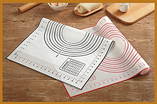 Extra Large Pastry Mat with Measurements 3 Size - 11 Inch, 16 Inch, 24 Inch, Nonstick Silicone Baking Fondant Measuring Pad for Rolling Dough Pie Crust, Pizza and Cookies