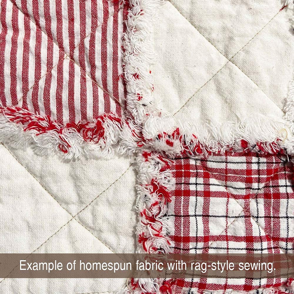 Peppermint Red White Christmas Cotton Homespun Plaid Fabric by JCS - Sold by The Yard
