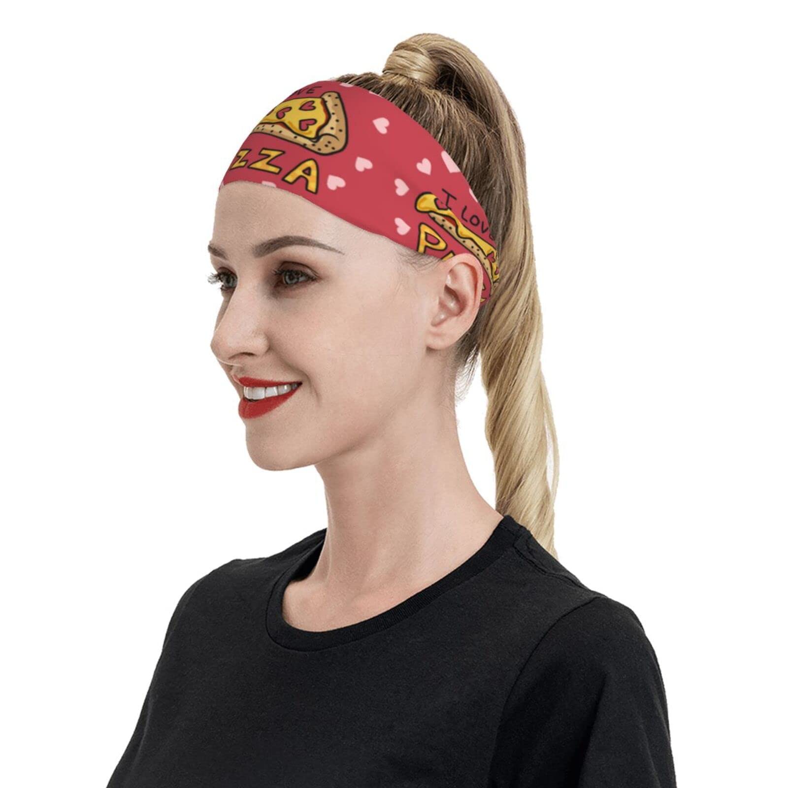 Cycling Headband Love Pizza Head Wrap Stretch Sweatbands