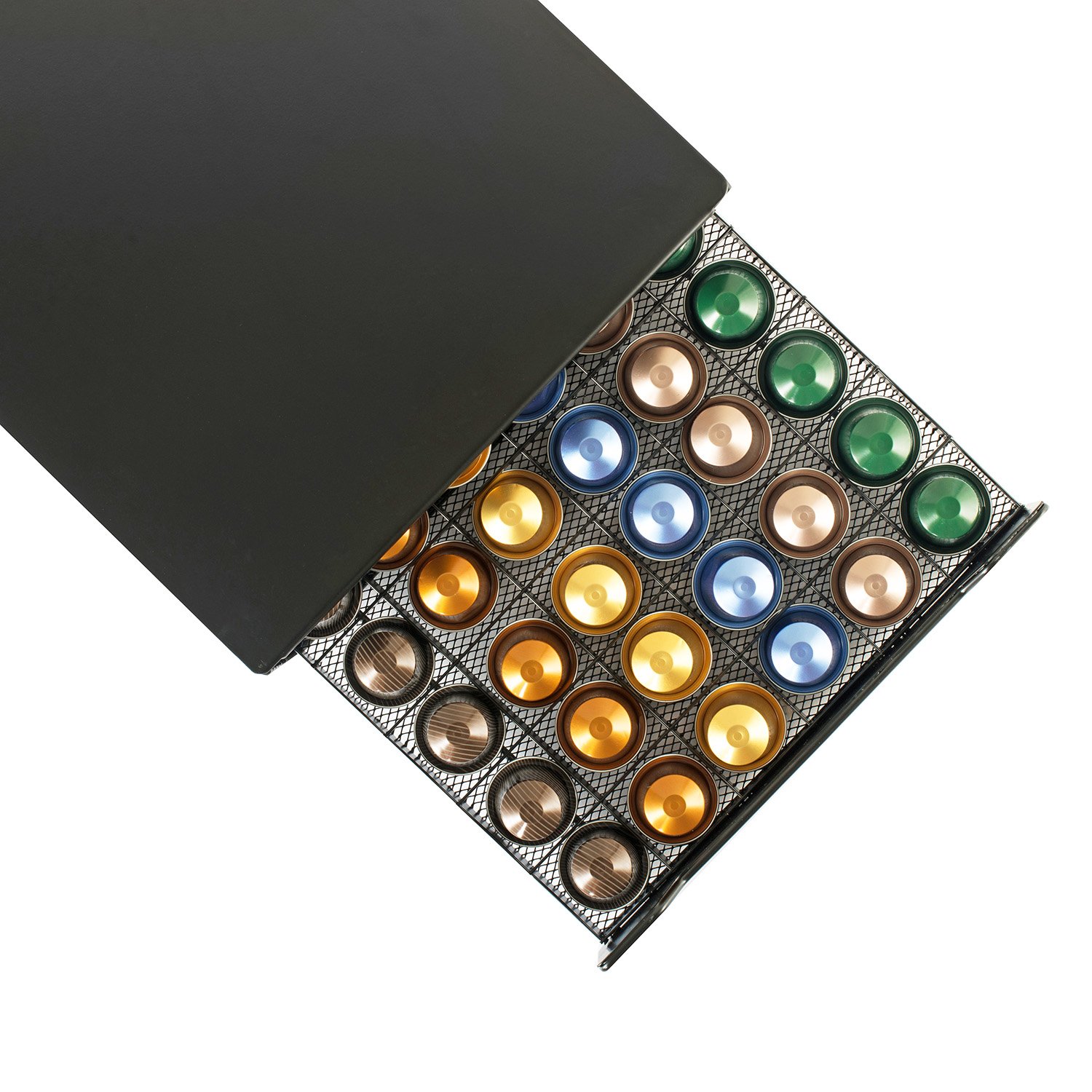 HiveNets Capsule Drawer Coffee Pod Storage Compatible for Nespresso Support Metal Holder 60 Pcs