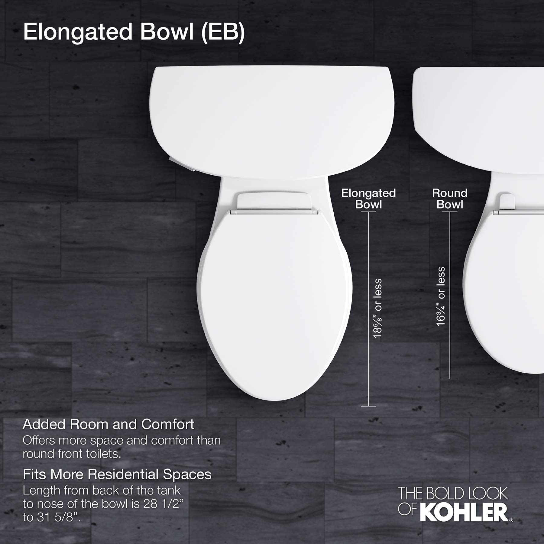 Kohler KOH3505-RA-0 Wellworth Pressure Lite Elongated 1.4 GPF Toilet with Right-Hand Trip Lever - Less Seat White