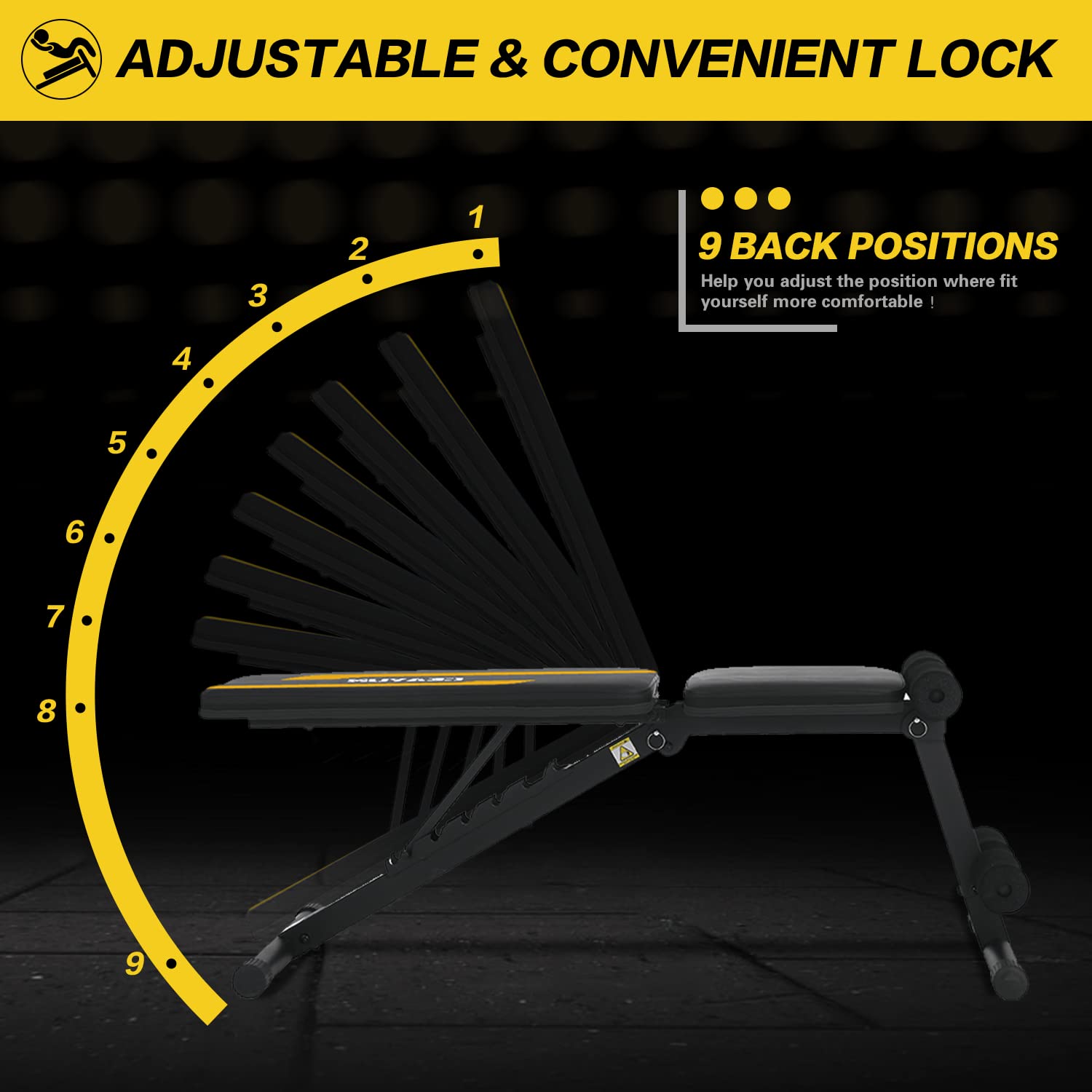 CEAYUN Adjustable Weight Bench Press, Foldable Workout Bench for Full Body, Incline Decline Utility Exercise Bench, Strength Training Benches for Home Gym