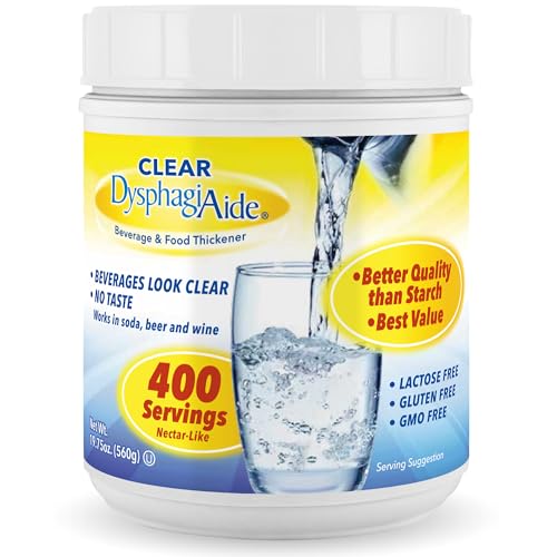 Clear DysphagiAide Thickener Powder - 400 Servings - Instant Thickener for Liquids and Foods – Liquid Thickeners for Dysphagia, Drink Thickener and Water Thickener (Pack of 1, 19.75 oz)