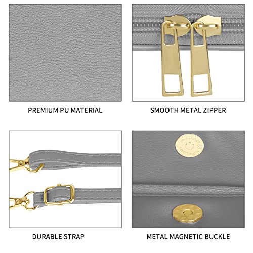 Crossbody Cell Phone Bags for Women, Touch Screen Bag RFID Blocking, CellPhone PU Leather Wallet Purse, Shoulder Handbag with Credit Card Slots,Gray