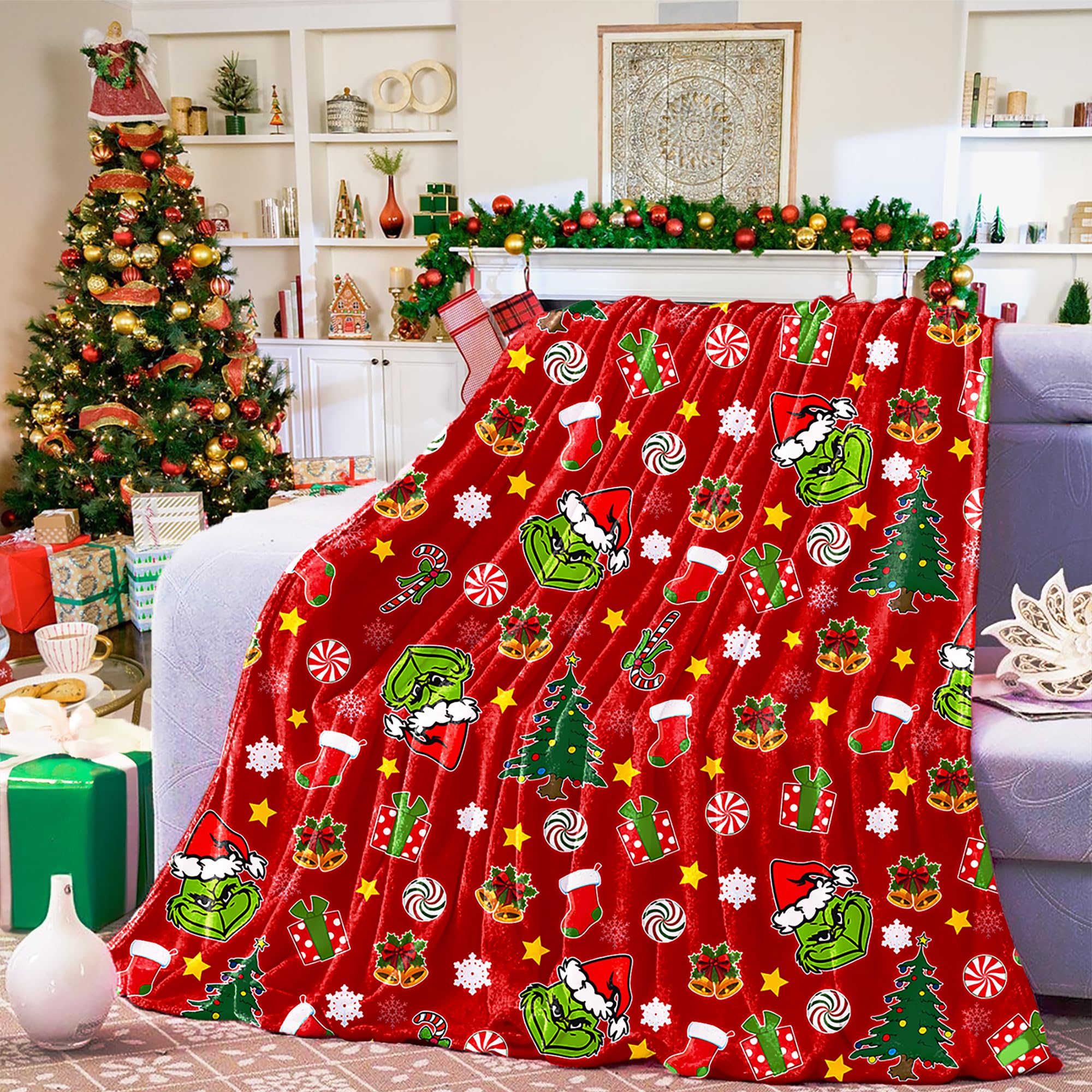 Christmas Throw Blanket for Couch Sofa Bed Home Decorations,Christmas Decor Gifts 50x40 (Christmas Red)