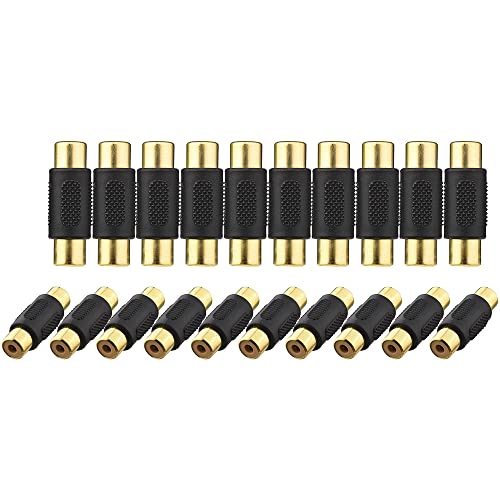 Warmstor 20 Pack RCA Female to Female Coupler Audio Video Adapter Gold Plated, for Phono,Speaker,RCA Cable,Amplifier