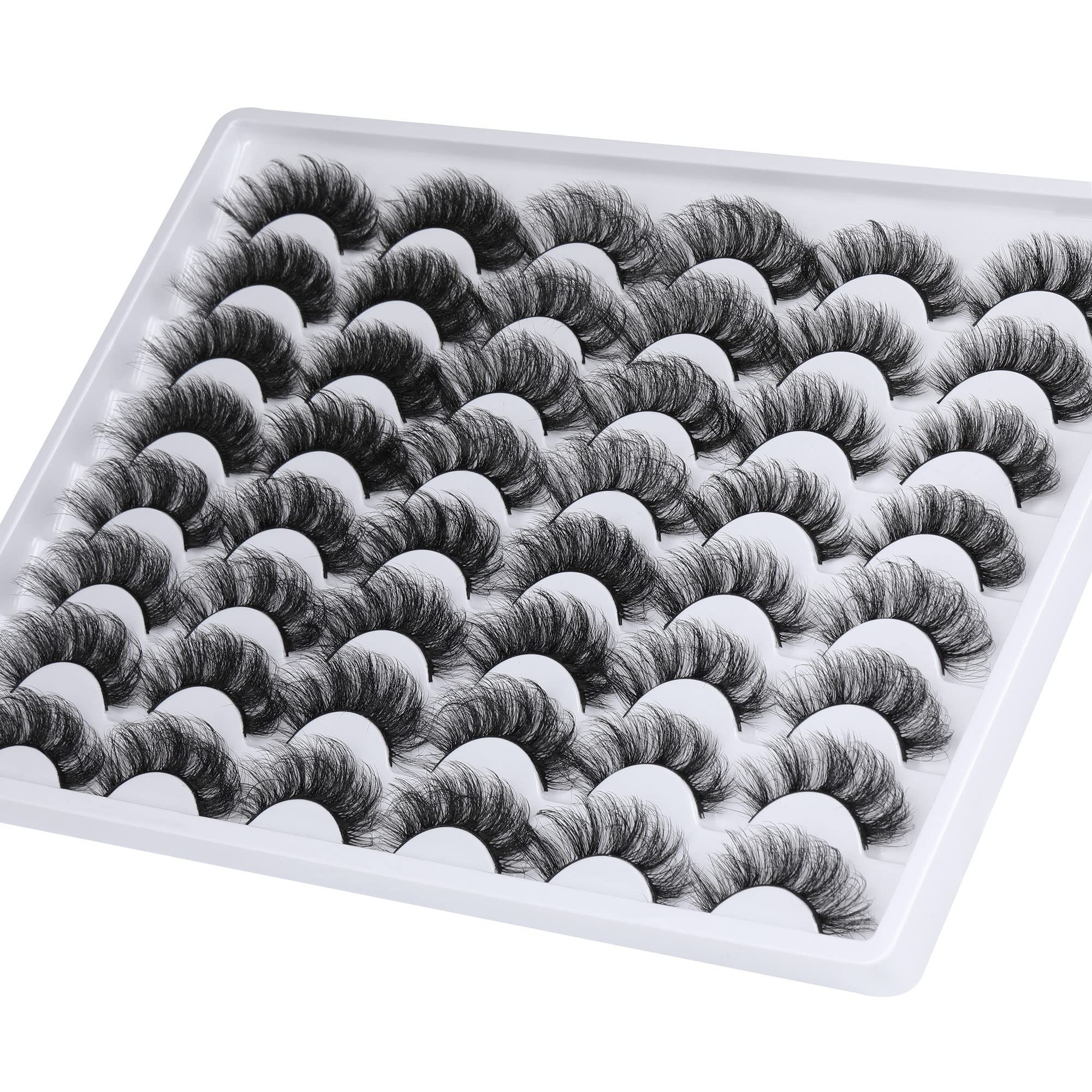 False Eyelashes 24 Pairs Lashes Mink Fluffy 20MM Wispy Faux Mink Eyelashes Thick Volume D Curl Strip Fake Eye Lashes 6 Styles Lashes Multipack
