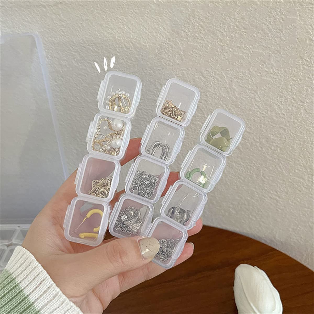 Typutomi 56 Grids Storage Box, Clear Plastic Diamond Painting Embroidery Box Beads Storage Container Jewelry Case for Beads, Jewelry, Tools, Pill and DIY Crafts(8.26x2.91in)