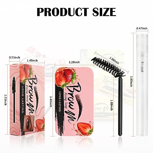 Brow Soap Eyebrow Soap for Eyebrow-2PCS Brow Styling Soap Kit 4D Brow Freeze, Long Lasting Waterproof No Flaking Clear Brow Gel, Eyebrow Wax with Brow Brushes & Spray Bottle for Natural Eyebrows-02#