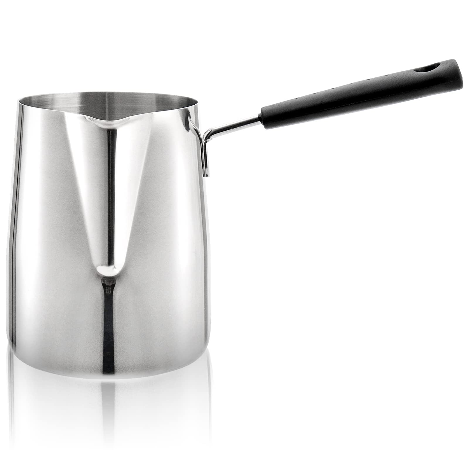 Dicunoy Milk Butter Warmer Pot, 1qt Turkish Coffee Pot, Large Stovetop Melting Boiling Pot with Spout, Cezve Ibrik Briki Greek Arabic Coffee Maker for Chocolate Heating, Camping, 18/8 Stainless Steel
