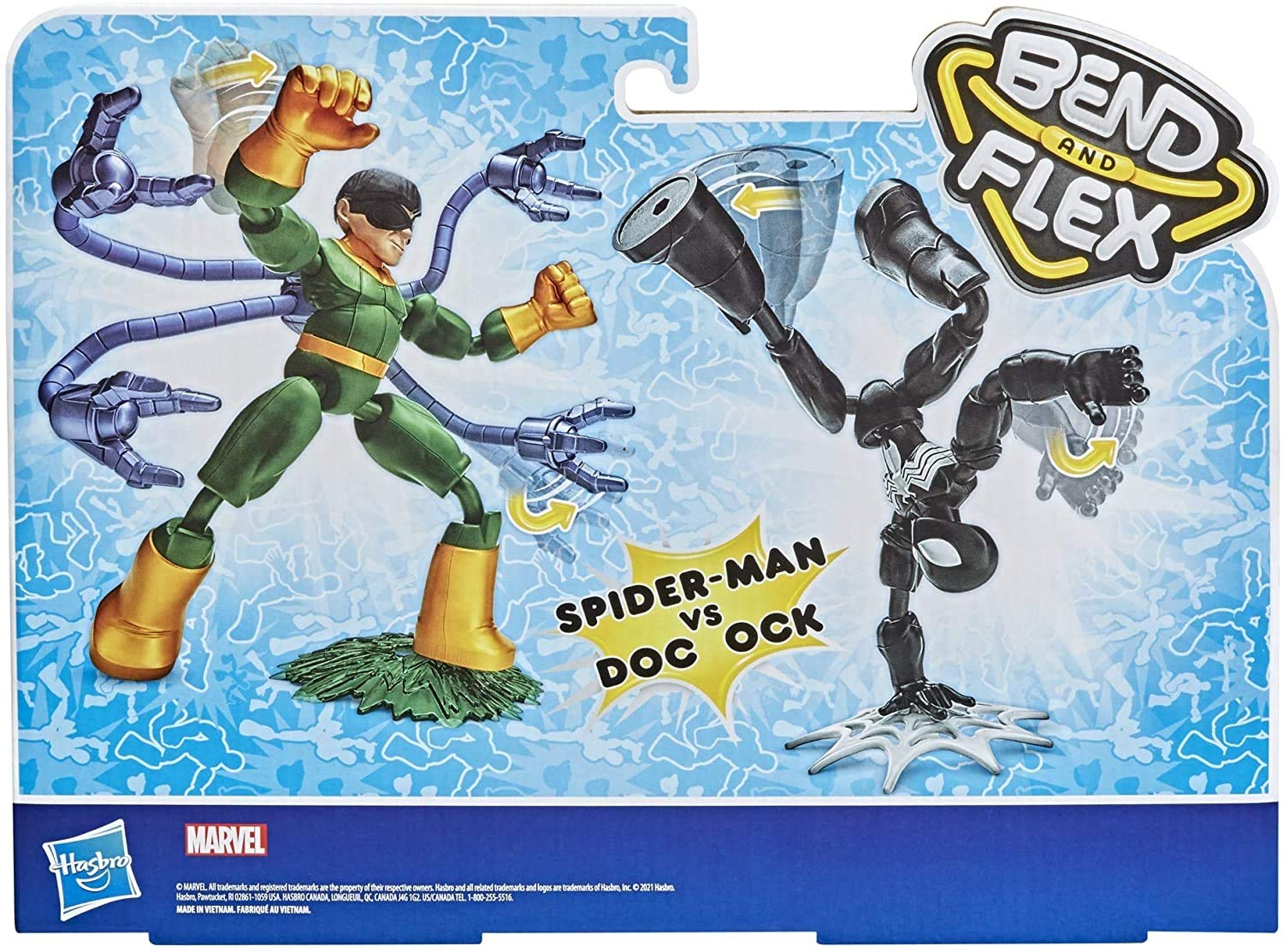 Spider-Man Marvel Bend and Flex Black Suit Vs. Doc Ock Action Figure Toys, 6-inch Flexible Figures, for Kids Ages 4 and Up