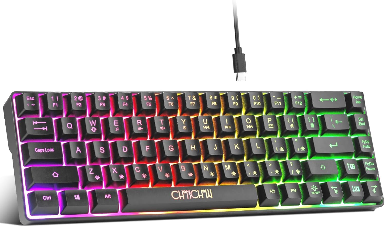 RGB Gaming Keyboard, USB Wired Backlit Light Up Rainbow Computer Keyboard for Windows Laptop PC PS4 Xbox, CHONCHOW Keyboard Set,LED Rainbow Lights,Waterproof