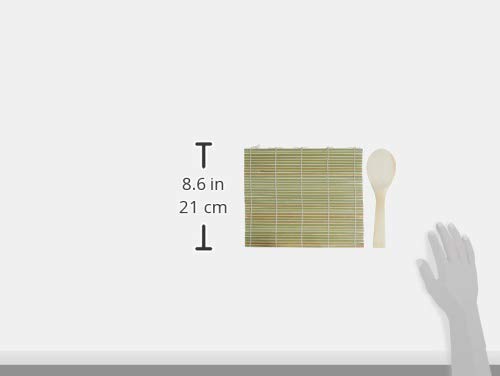 Helen's Asian Kitchen Easy Sushi Rolling Mat with Rice Paddle, Natural Bamboo, 2-Piece Makisu Set
