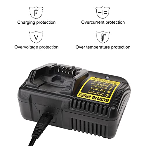 energup Fast Charger DCB118 Fit for 12V-20V Max Dewalt 20V Lithium-Ion Battery DCB205 DCB206 DCB203BT DCB204BT DCB127 Replace for DCB101 DCB102 DCB112 DCB115 DCB118 dewalt Battery Charger