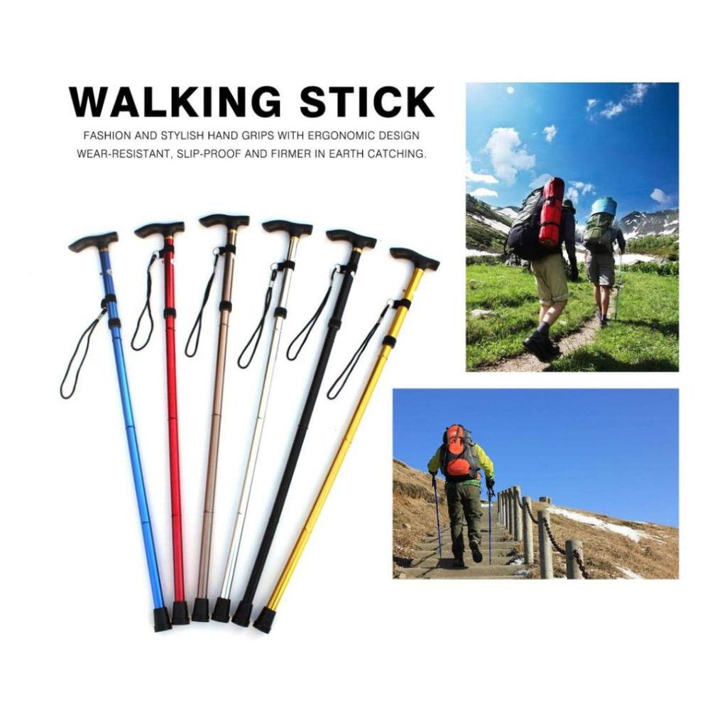Collapsible Walking Stick for The Old Men Women Adjustable Folding Trekking Pole with Comfortable T Handles