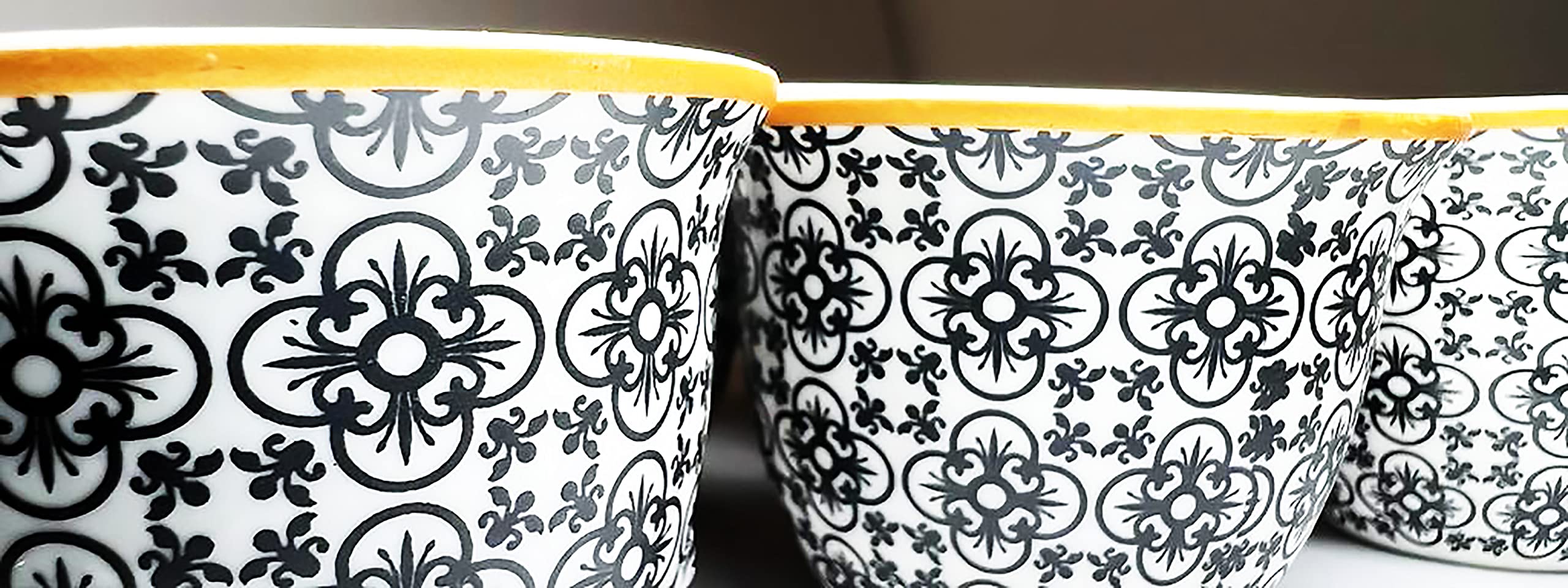 Chandler Espresso Turkish Arabica Coffee Cup Assorted Design Available from Brand 70ml 2.5oz Set of 6 Cups with Gift Box (Porcelain, White Porcelain with Black Flowers H)
