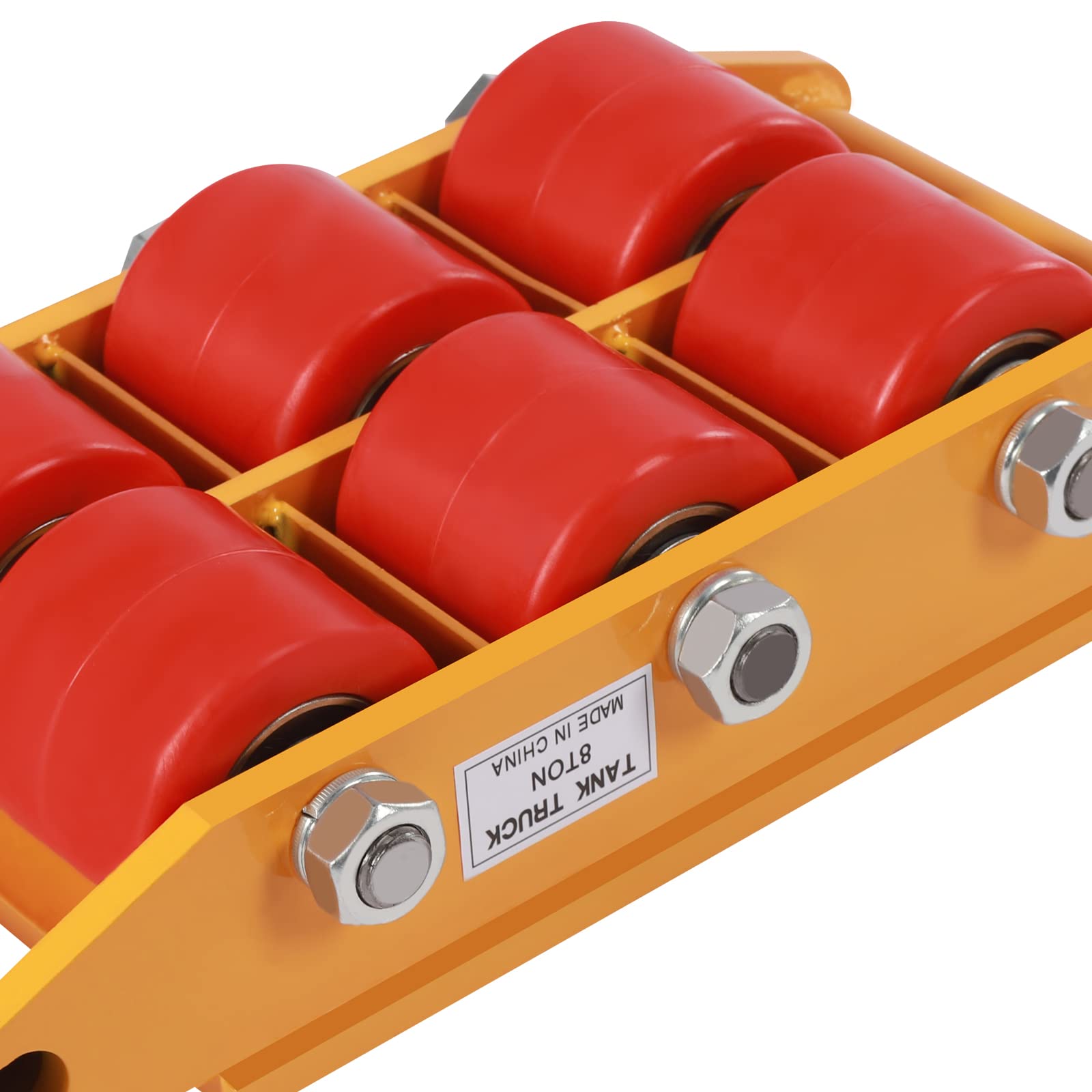 Dolly Skate Machinery Roller Mover Cargo Trolley, 8T/17600lbs 6Roller Machine Dolly Skate Machinery Mover with Handle