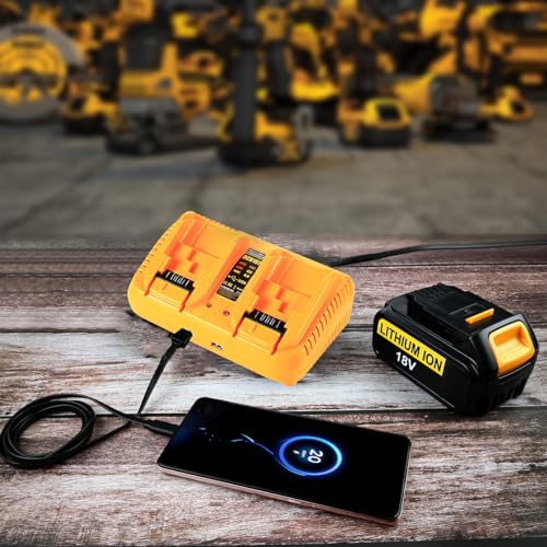 Energup Replacement DCB102BP Charger for DEWALT 20-Volt MAX Jobsite Charging Station DCB102 for Dewalt 20v Charger Compatible for DCB205-2 DCB204-2 Dewalt 20v Lithium Batteries
