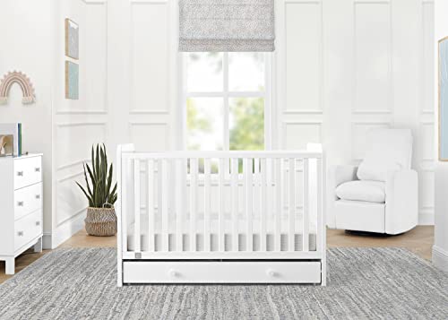 GAP babyGap Graham 4-in-1 Convertible Crib with Storage Drawer - Greenguard Gold Certified, Bianca White