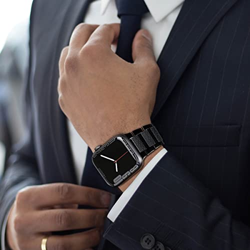 iiteeology Carbon Band Compatible with Apple Watch 49mm 45mm 44mm 42mm, Upgraded Light Genuine Carbon Fiber Band with Stainless Steel Clasp for Men, Black