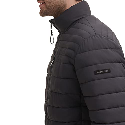 Calvin Klein Men's Full Zip Down Puffer Coat, Iron, Medium