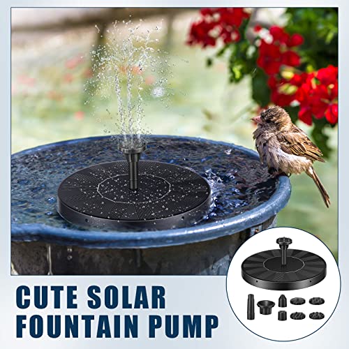 Kittmip 4 Pack Solar Bird Bath Fountain Pump Solar Fountain with 6 Nozzle Solar Water Fountain Floating Solar Fountain Panel Solar Powered Bird Bath Fountain for Pond Garden Fish Tank Pool (6.3 Inch)