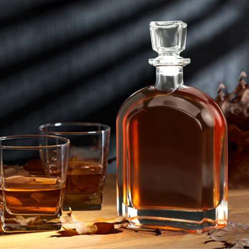 Salzesfalls Whiskey Decanter with Glass Stopper-Whiskey Glass Bottle with Airtight Geometric Stopper for Wine, Bourbon, Brandy, Liquor, Tequila, Liquor Decanter for Men.(2 Pack)