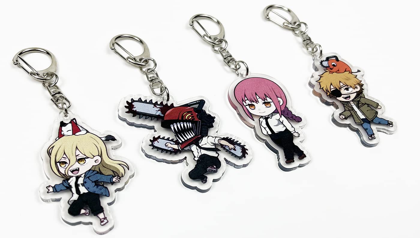 DAANAH 7Pcs Chainsaw Man Keychains Power Reze Tatsuki Fujimoto Cosplay Cute Cartoon Anime Keyrings
