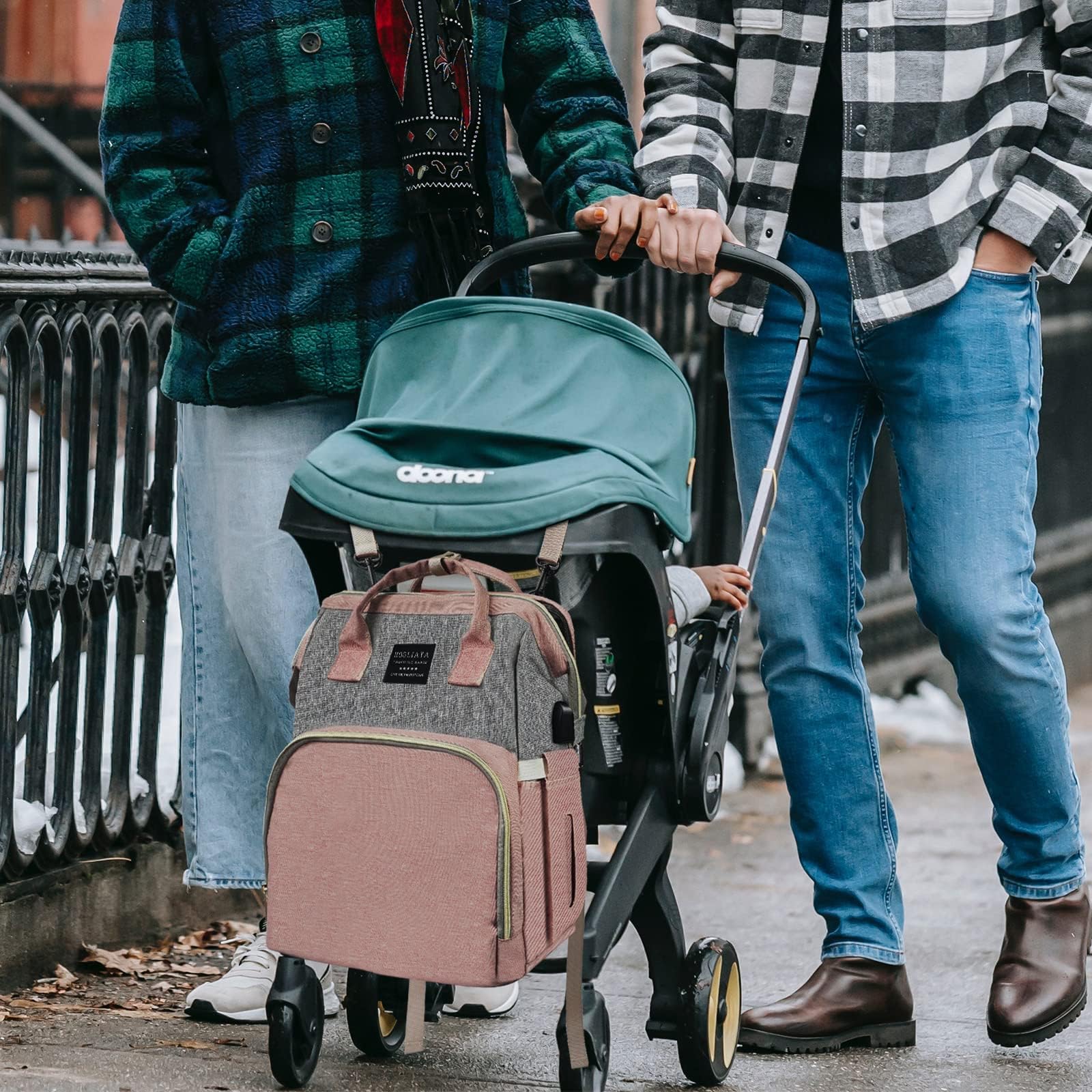 Fandiar Diaper Bag with Changing Station, Diaper Bags for Baby Girl Boy Multi-Function Travel Portable Bassinet Backpack Mommy Bag, Large Capacity, Water Resistant and Stylish