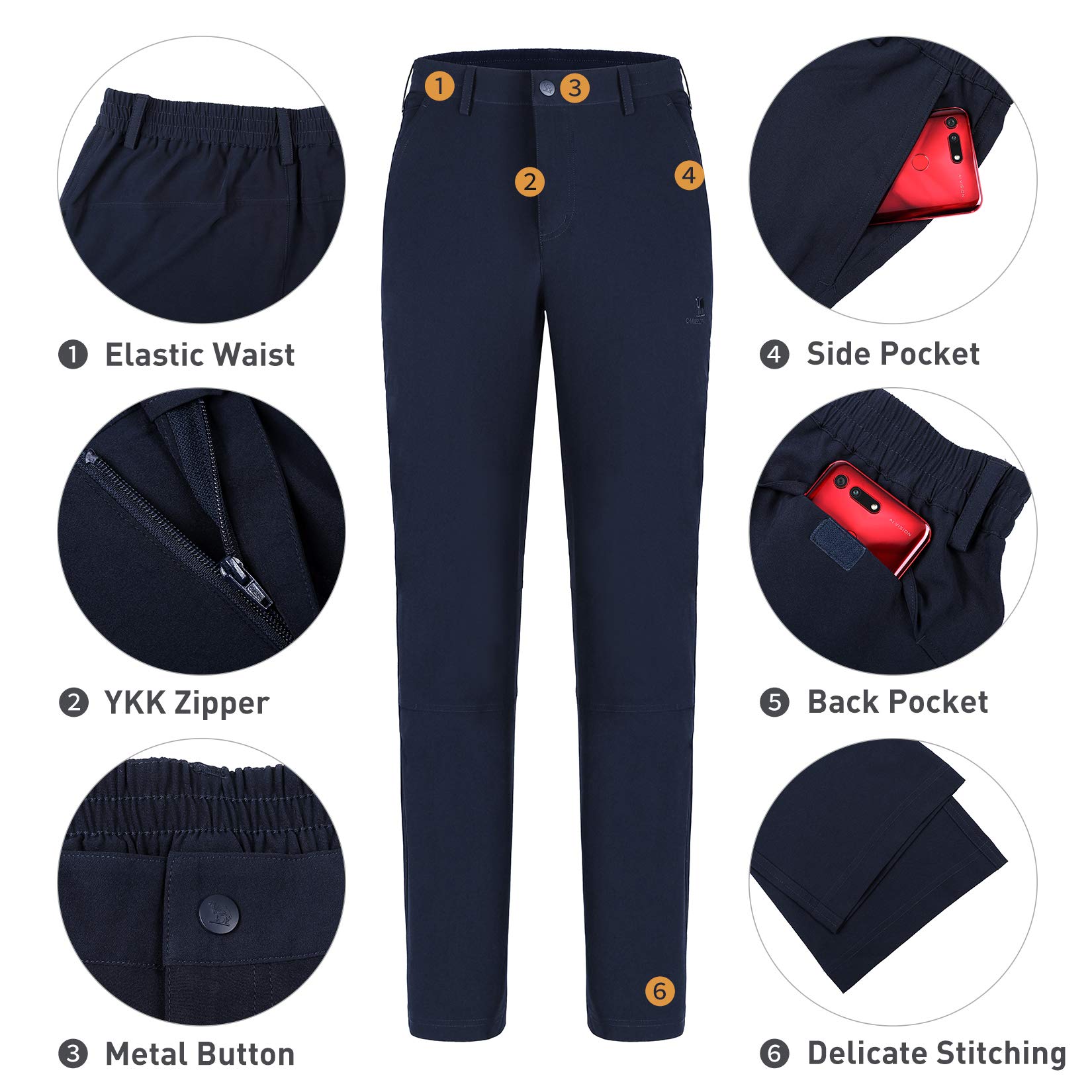 CAMELSPORTS Women Hiking Pants Breathable Quick Dry Cargo Pants Lightweight Travel Trousers Blue
