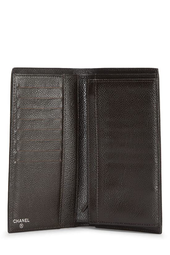 CHANEL, Pre-Loved Brown Caviar Timeless 'CC' Yen Wallet, Brown
