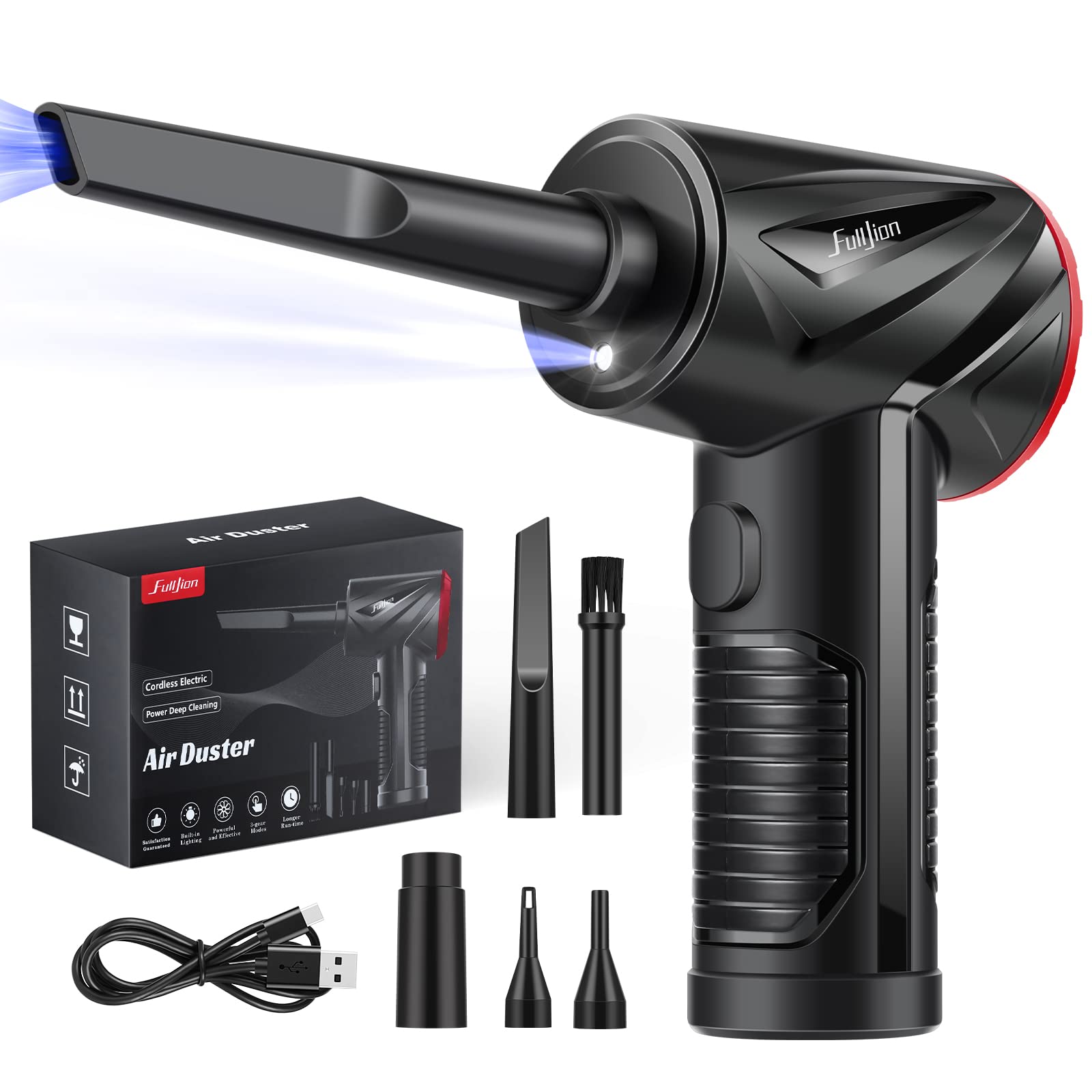 Compressed Air -91000RPM 3 Gear-Air Duster- Keyboard Cleaner -Electric Air Duster-Cordless Air Duster for Office Computer Car Cleaning Kit-Replace Air Can-Air Blower-Rechargeable PC Air Dusters