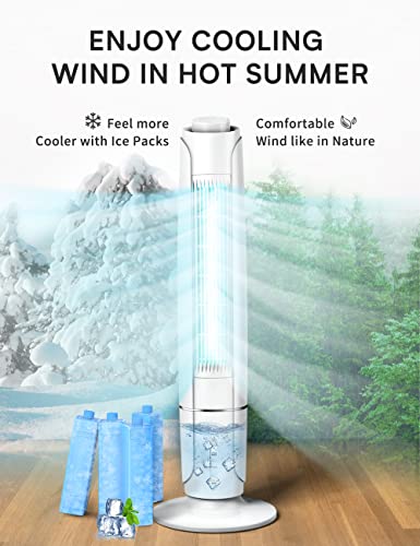 Evaporative Air Cooler Windowless - COMFYHOME 3 IN 1 Portable Evaporative Cooler, 3 Speeds, 60°Oscillation, 12H Timer & Remote, Personal Cooling Fan, Room Air Conditioner for Bedroom Home Office, 43In
