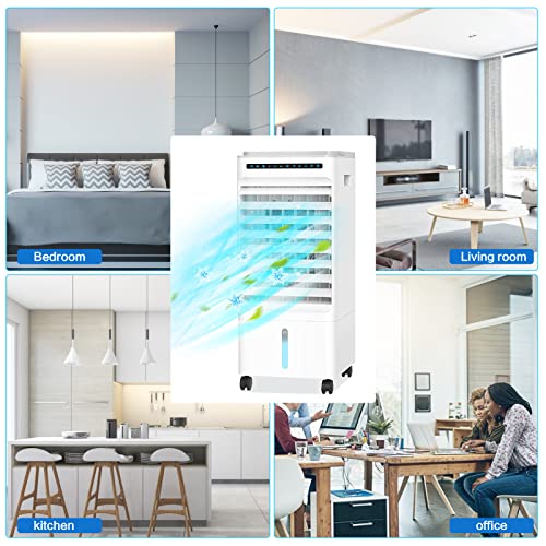 Evaporative Air Cooler,4-In-1 Portable Air Conditioners with 4 Modes 3 Speeds,5L Portable Air Conditioner with 7H Timer,Remote Control Quiet Swamp Cooler Air Conditioner Portable for Room,Home,Office