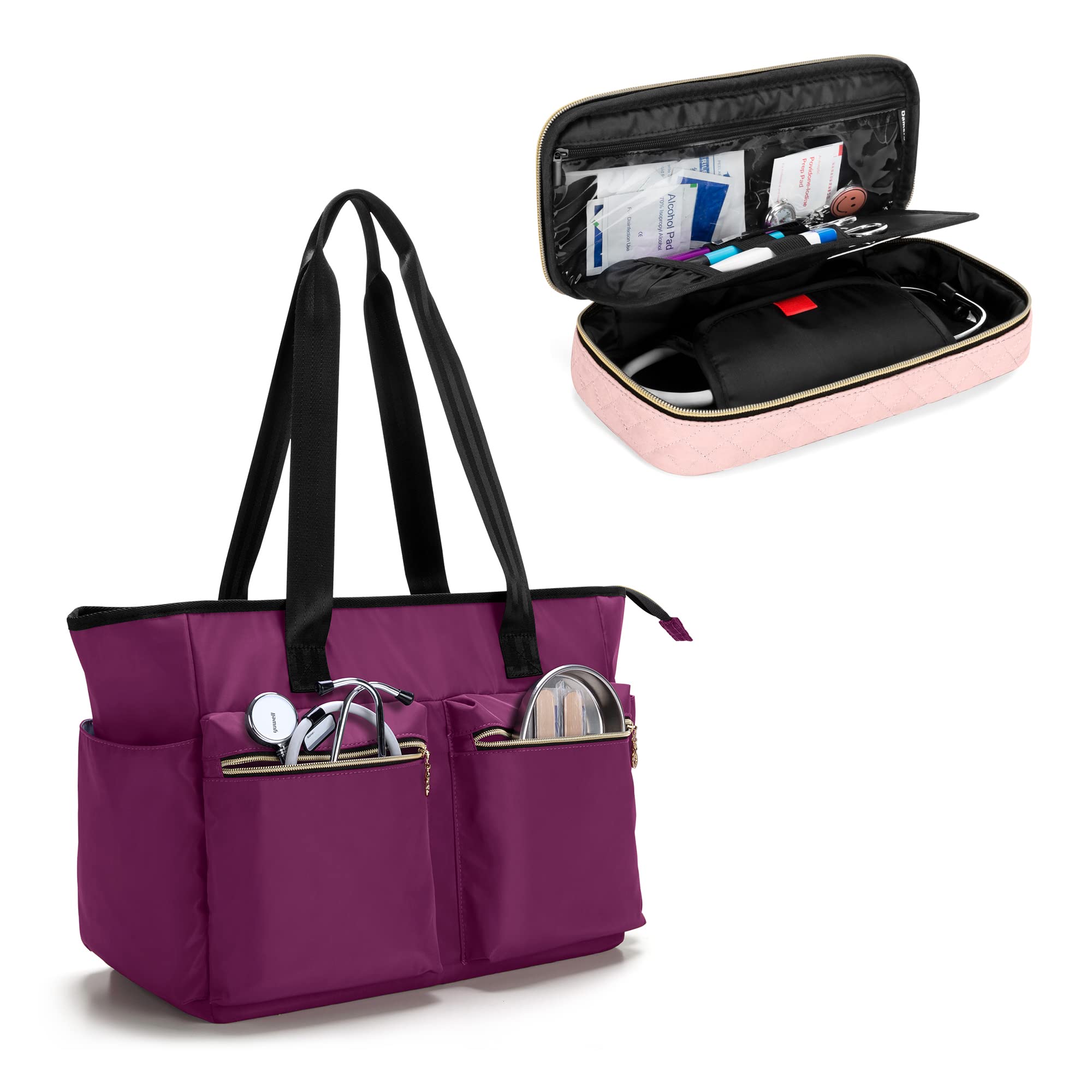 Damero Nurse Bag with Protective Stethoscope Case, Nurse Tote Bag with Stethoscope Carrying Case for Home Health Care, School, Work