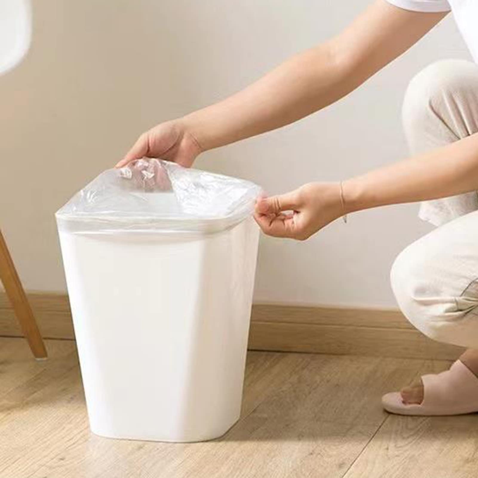 Yirepny Trash Can, Garbage Can, Simple Style Square Garbage Bin, Kitchen Waste Bin Storage Bucket Home Improvement for Cupboard, Bedroom, Bathroom, Living Room, Office, Camping Grey L