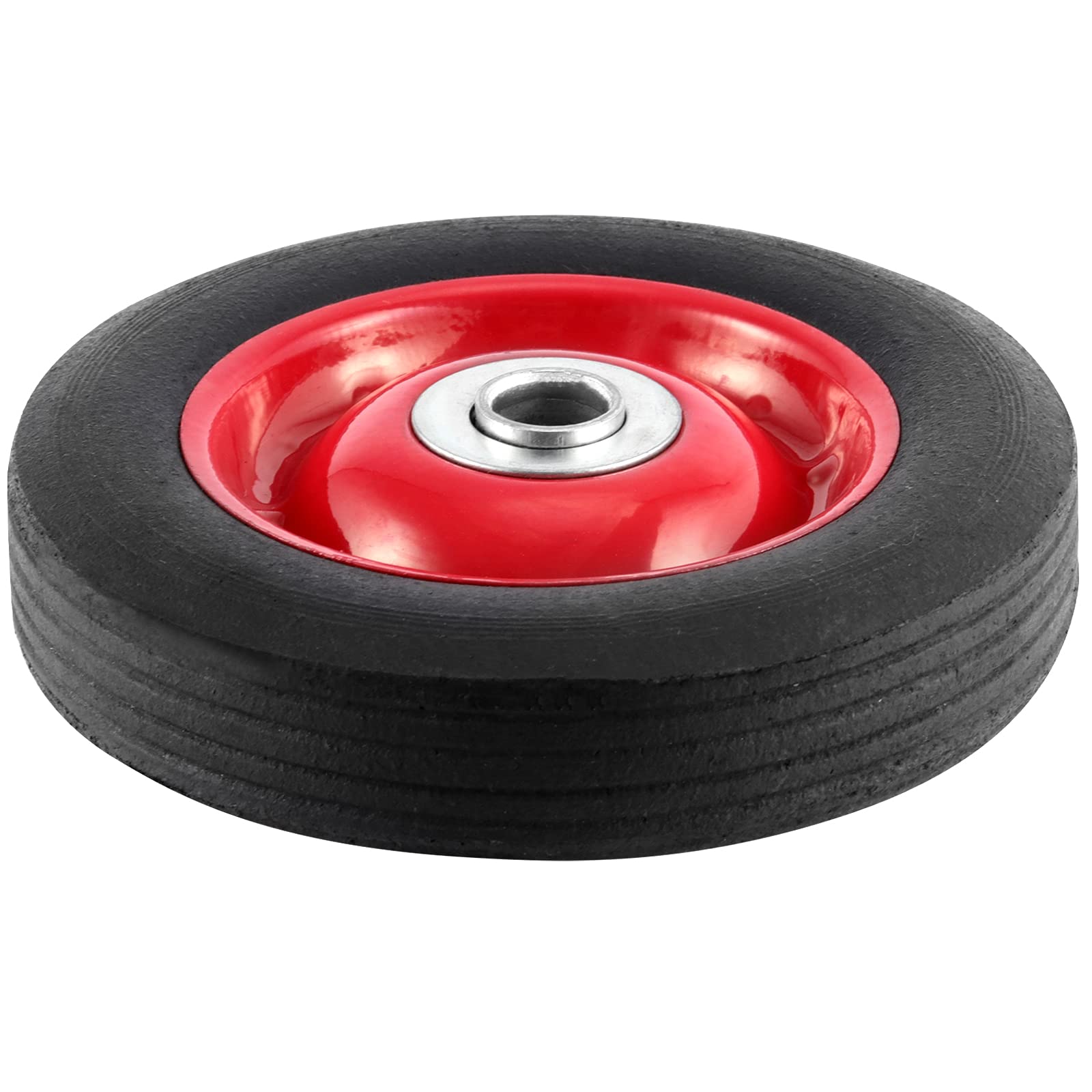 MUKLEI 5 Pack 6 x 1.2 Inch Solid Rubber Flat Free Tire, Hand Truck Wheel with Ball Bearing and 5/8 Inch Axle Diameter, Solid Rubber Wheel, 350 lbs Capacity