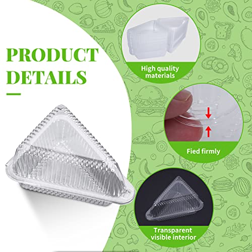 HIQQUGU 100 PCS Triangle Plastic Hinged Take Out Containers Clamshell Take Out Tray, Clear Plastic Take out Containers for Dessert, Cakes, Cookies, Salads, Pasta, Sandwiches (5.5x4x3 in)