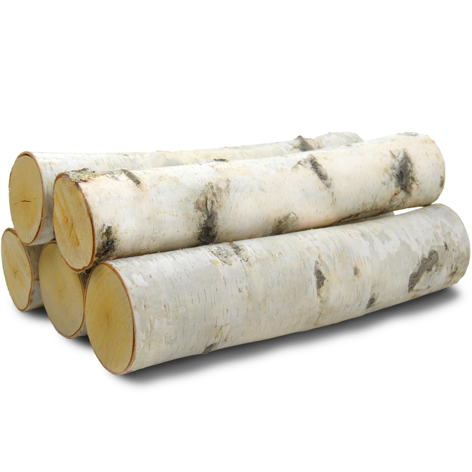 Wilson Large Birch Fireplace Logs, Decorative, Natural Bark Home Décor - 15.5-17.5 in Length 3-5 in Dia. (Set of 5)