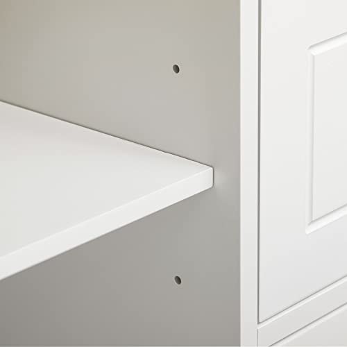 HOMCOM Sideboard Buffet Cabinet, Retro Kitchen Cabinet, Coffee Bar Cabinet with Rubber Wood Top, Drawers, Adjustable Shelves for Living Room, Entryway, White