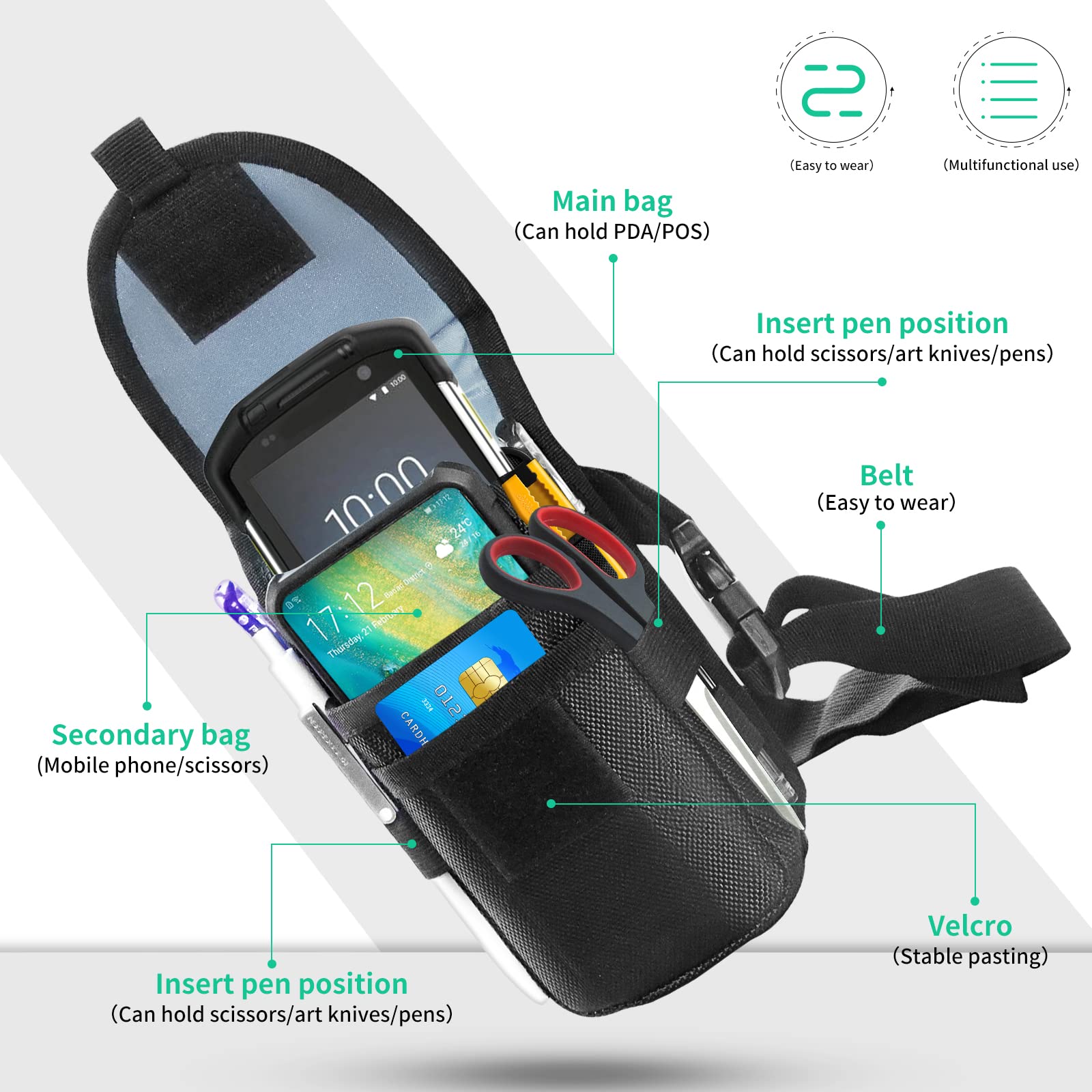 LIENIAO for Zebra TC77 TC70 Barcode Scanner Holster Carrying Case Pouch Compatible for Zebra TC75x, TC75, TC70x, TC70, TC72, TC77,Scanner Case Holder with Adjustable Waist Belt