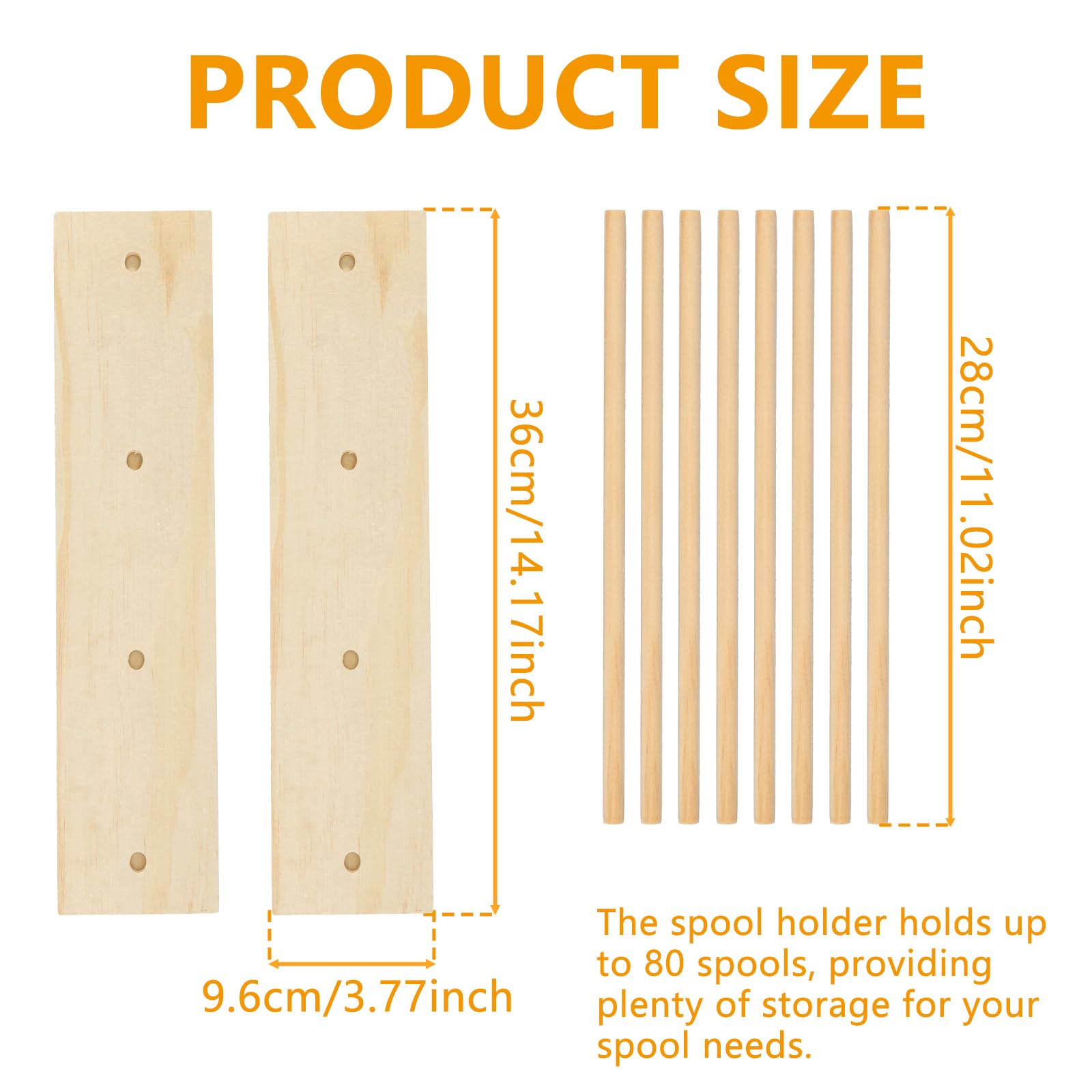 DJAPWPX 2Pcs Ribbon Organizer Wood Ribbon Storage Rack Space Saving Spool Holder Organizer Ribbon Holder for Sewing Craft Mesh Thread Tape Wreath Crochet Florist Wrapping
