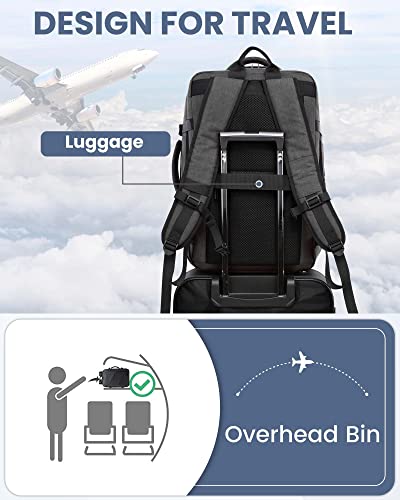 LOVEVOOK Travel Backpack, 30-40L Expandable Extra Large Backpack with Lock, Carry on Backpack 17 Inch with USB Port, Anti-Theft Water Resistant Business Backpack for Men Women, Dark Grey