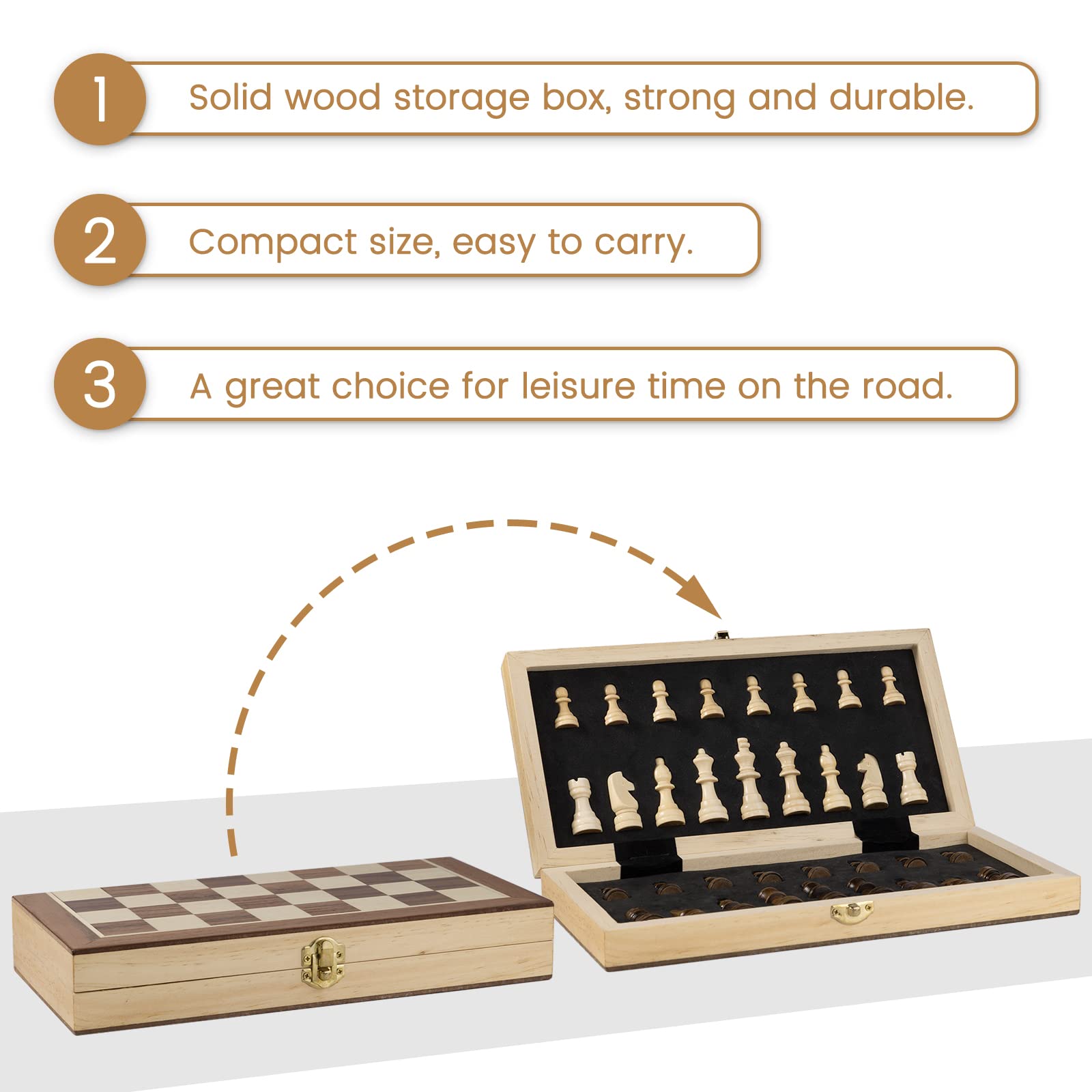 CSVICTORY Classic Chess Set 11.6" x 11.6" - Magnetic Wooden Chess Pieces with Folding Magnetic Chess Board, Staunton Chess Pieces & Storage Box, Magnetic Chess Set Board Game with 2 Extra Queens