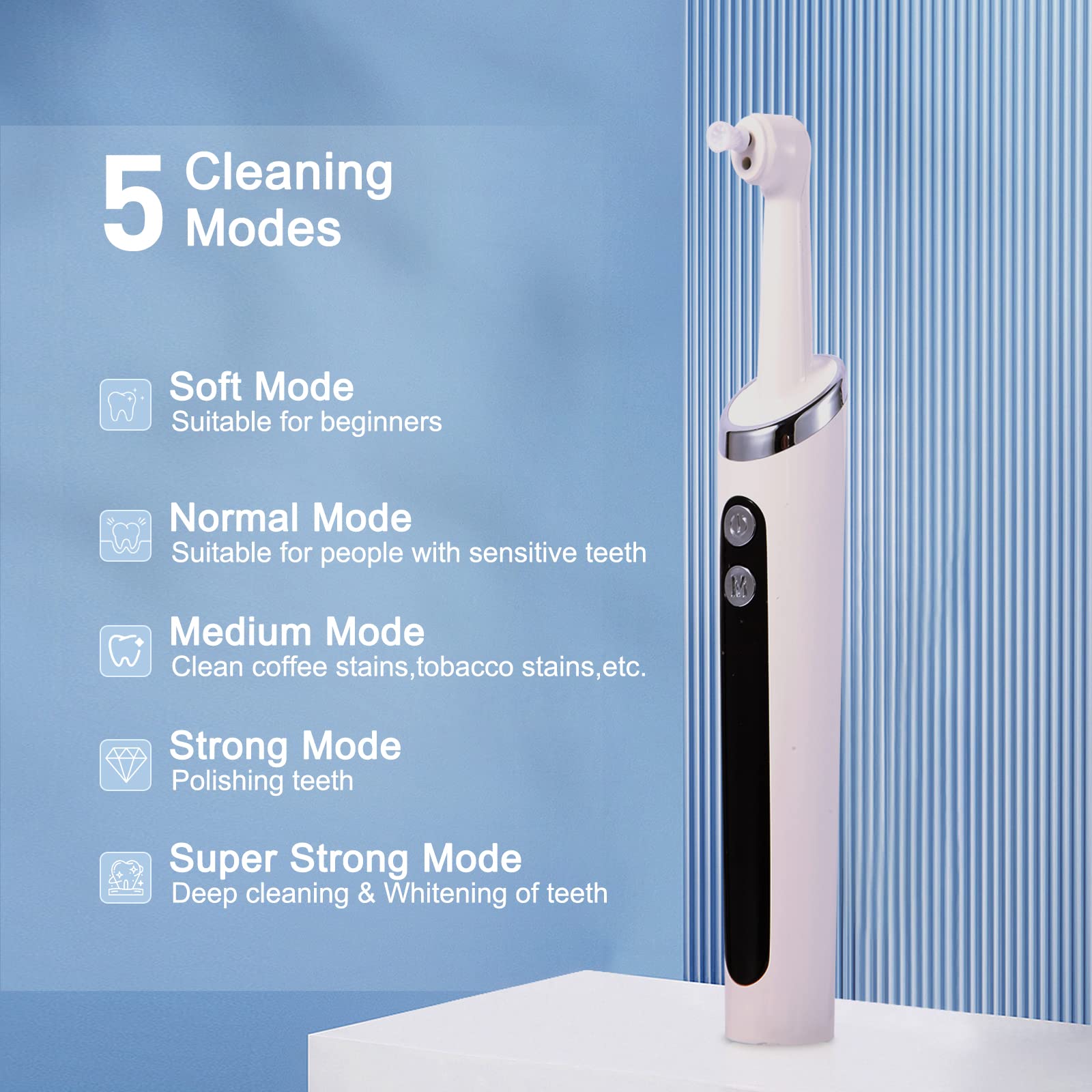 Electric Tooth Polisher, Tooth Whitening Kit for Teeth Whitening and Daily Care Cleaning, USB Rechargeable, Waterproof, Multifunctional Replacement Head (Black)