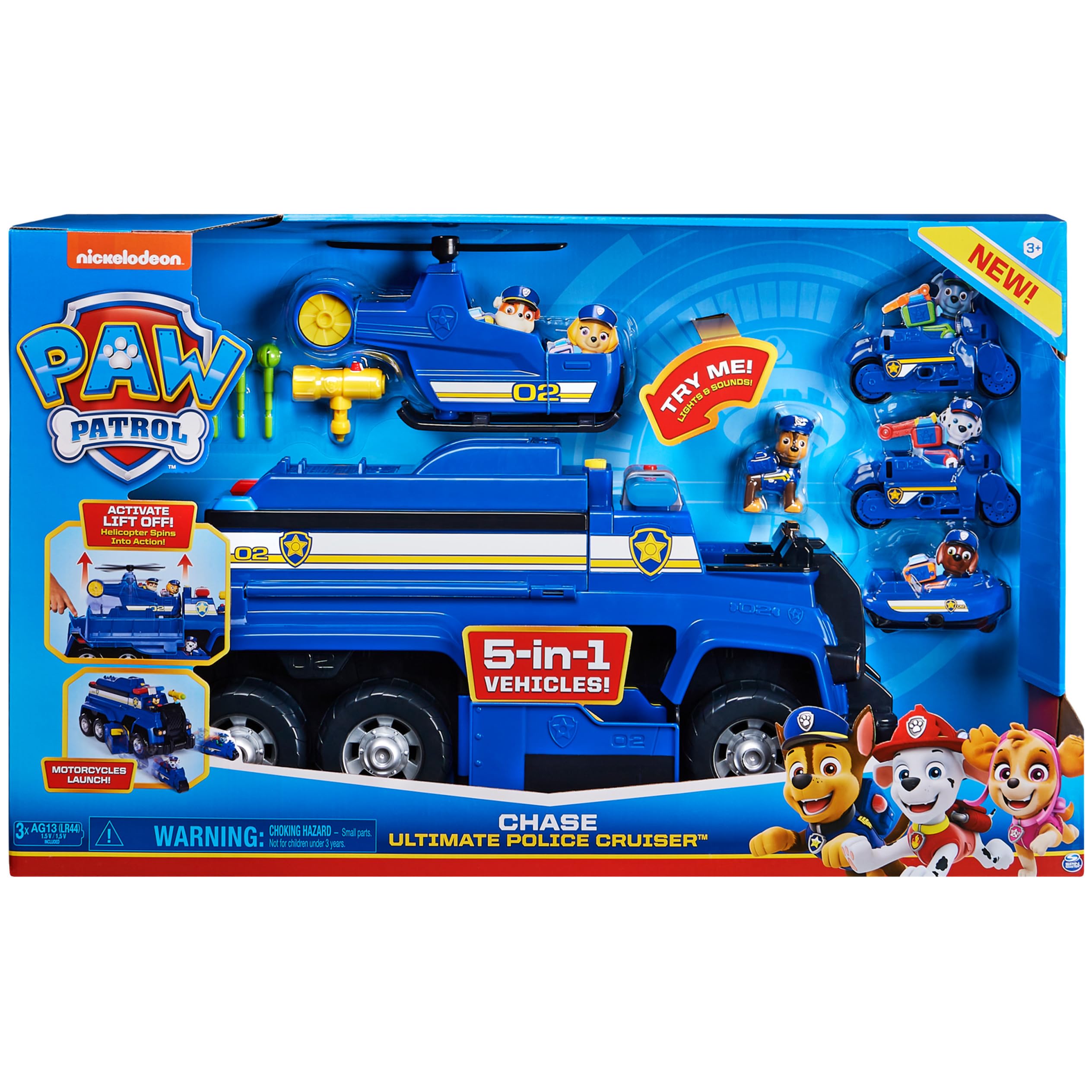 Paw Patrol, Chase’s 5-in-1 Ultimate Cruiser with Lights and Sounds, for Kids Aged 3 and up