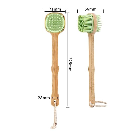 Kokiya Shower Brush Back Scrubber,Dual Sided Long Handle Back Scrubber,Bath for Body Shower, Green, 32.5cmx7.1cm