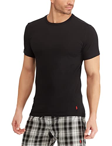 POLO Ralph Lauren Underwear Men's 3 Pack Slim Fit Crew Tees, Black, S